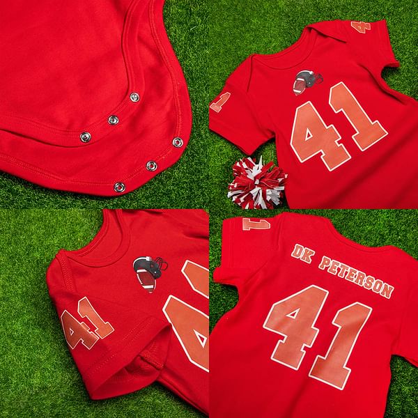 Personalized Baby Football Jersey Onesie, Tiny Football Fan Jersey ...