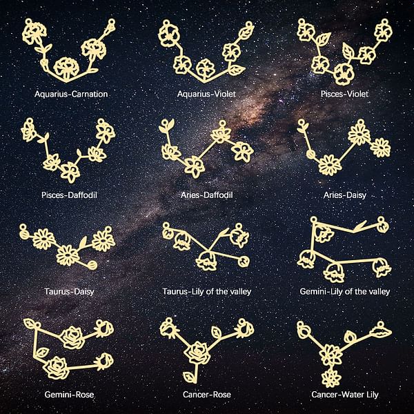Personalized Birth Flower Zodiac Constellations Necklace - CALLIE