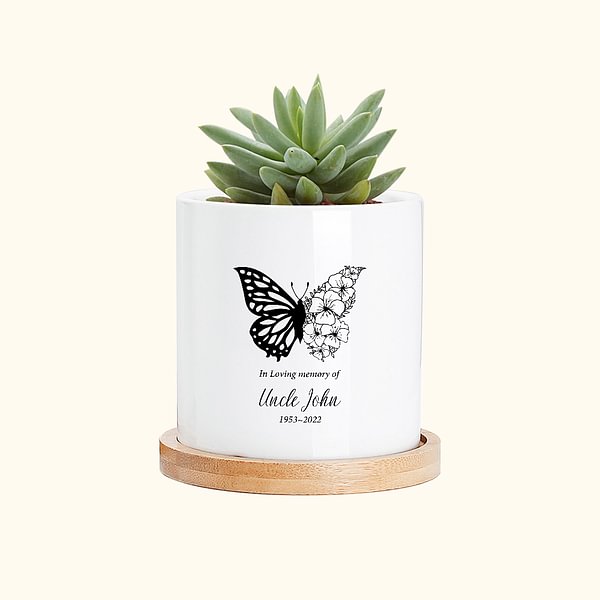 Personalized Memorial Succulent Pot, Butterly Memorial Keepsake, Birth ...