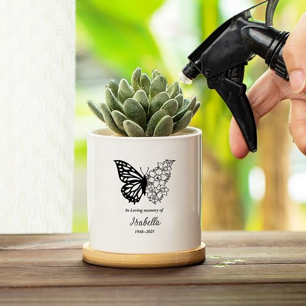 Personalized Memorial Succulent Pot, Butterly Memorial Keepsake, Birth ...