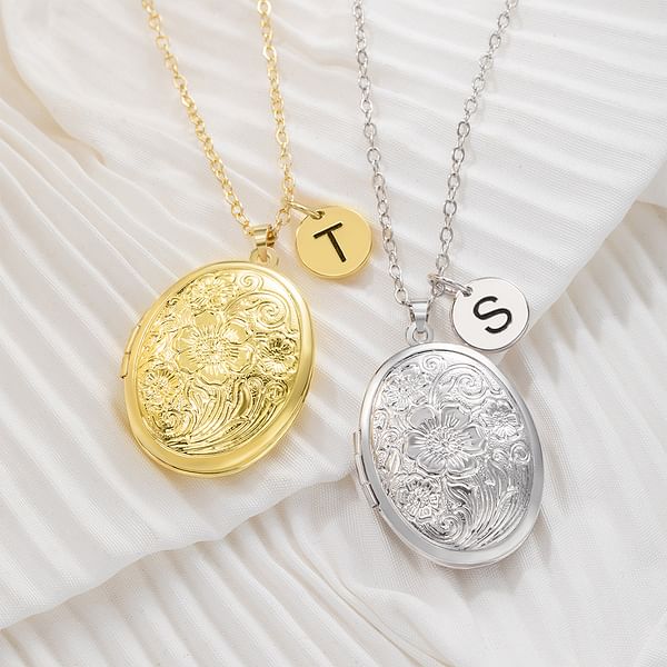 Personalized Flower Locket Necklace with Initial Photo Keepsake Gift ...