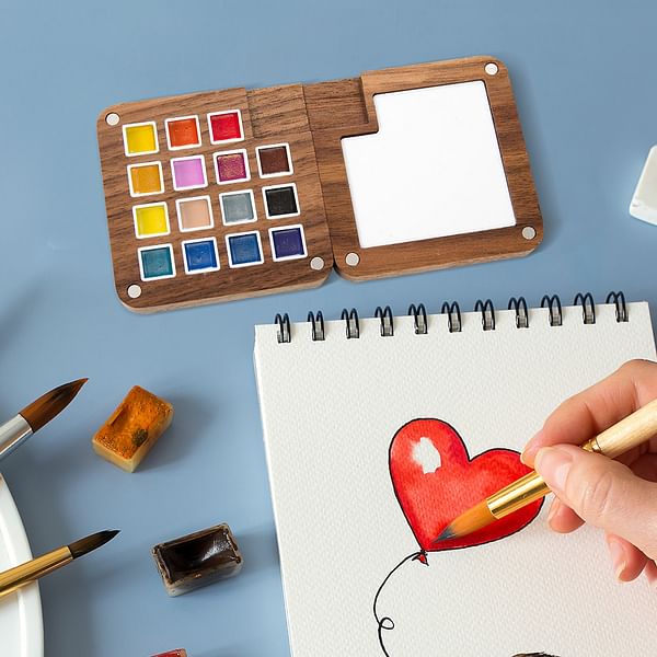 Personalized Wood Mini Portable Watercolor Palette Painting Case for ...