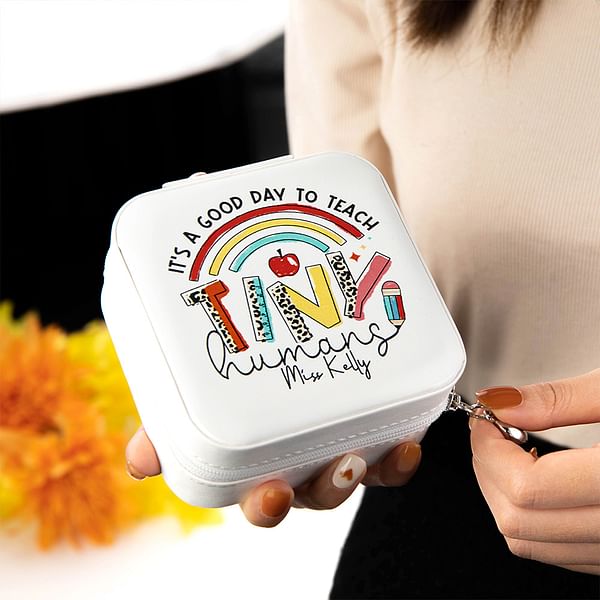 Personalized PU Leather Jewelry Box with Name for Teacher Appreciation ...
