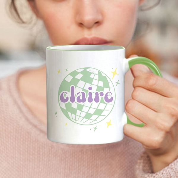 Personalized Sparkly Retro 70s Disco Ball Mirror Ball Cute Ceramic ...