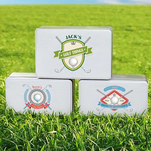 Personalized Golf Tin Metal Treat Storage Tin, golf bag organizer, golf ...