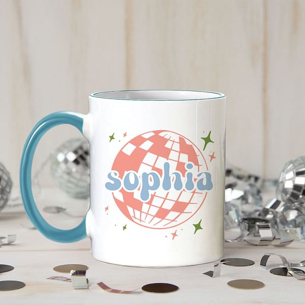 Personalized Sparkly Retro 70s Disco Ball Mirror Ball Cute Ceramic ...