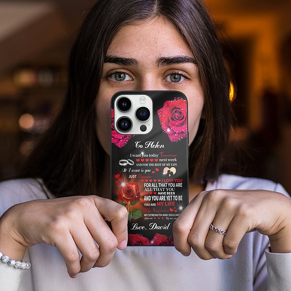 Personalized Roses Phone Case with Couple's Name, Valentine's Day Gift ...