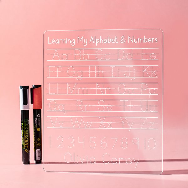 Personalized Reusable Alphabet and Number Tracing Dry Erase Board for ...