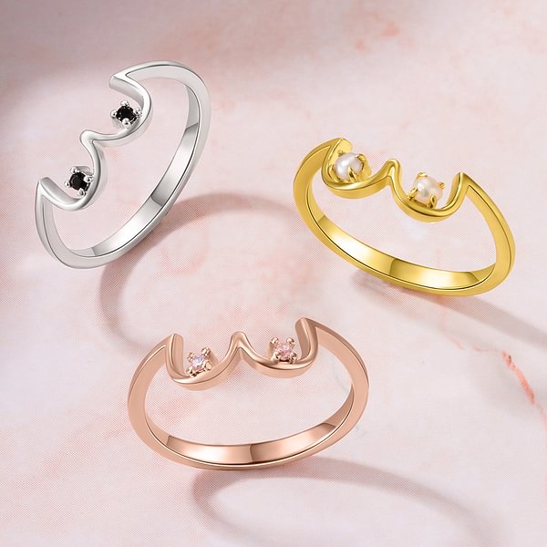 Personalized Boobs Ring with Birthstone for Breast Cancer Awareness Celebrating Breastfeeding ...