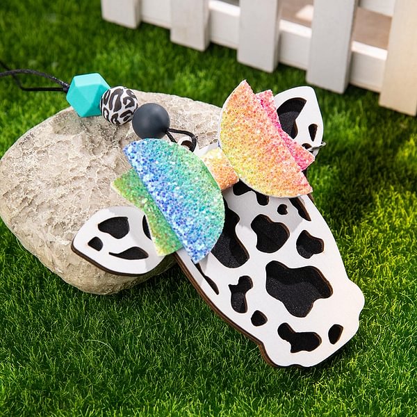 Personalized Wood Highland Cattle Cow with Bow Rear View Mirror Car ...