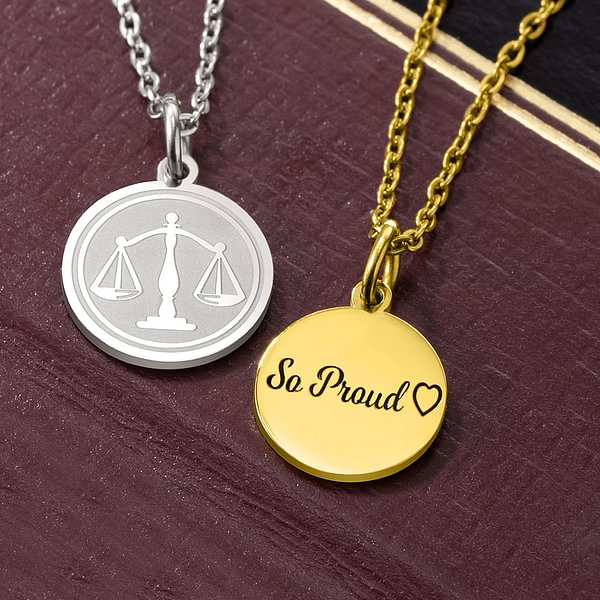 Personalized Scale of Justice Libra Scales Disc Necklace for Attorney ...