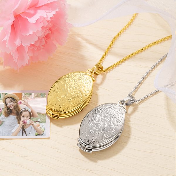 Personalized Brass Locket Necklace with Photo for Women Mother's Day ...