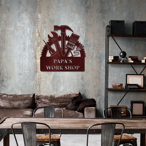 Personalized Papas Fathers Workshop Metal Sign for Home Decoration - CALLIE