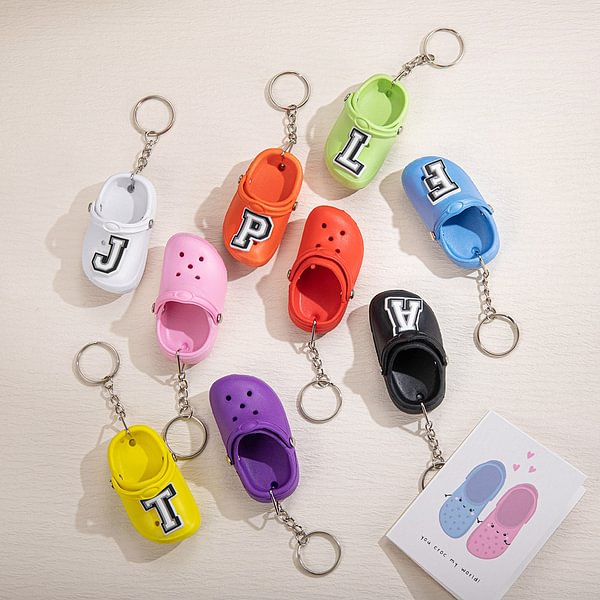 Personalized Pair of Silicone Slipper Keychain with Initial for ...