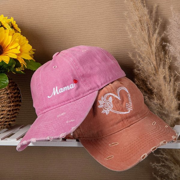 Personalized Vintage Embroidered Name Baseball Cap with Heart for Mama ...