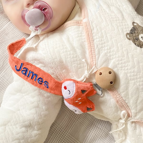 Personalized Cute Design Pacifier Clip with Embroidered Name Baby ...