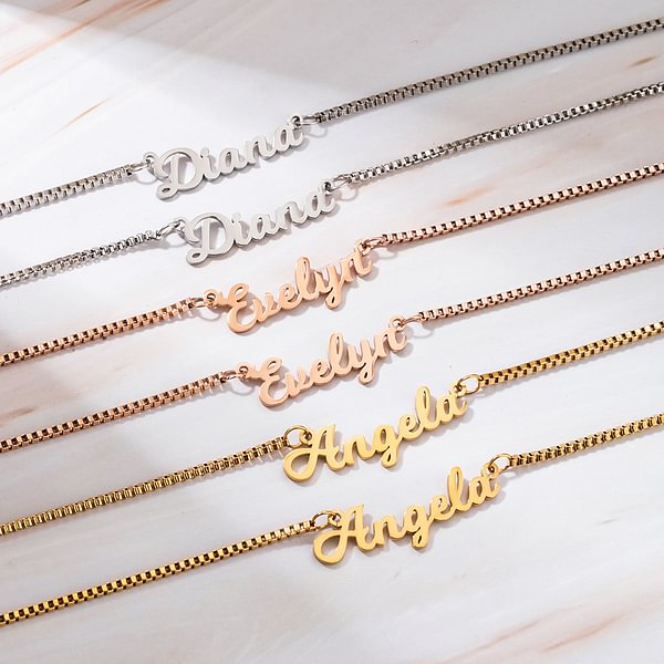 Personalized Two Chains Necklace Double Name Necklace Double Chain Name ...