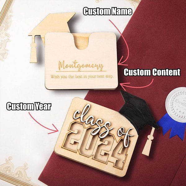 Personalized Wooden Box Laser Cut Card Holder Graduation Gift for ...