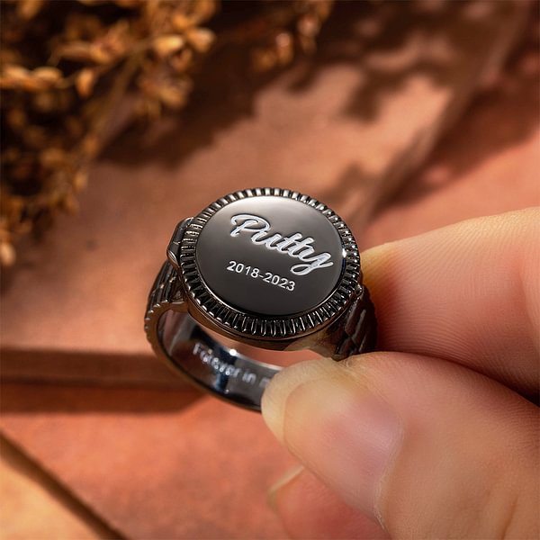 Personalized Locket Ring Photo Engraved Ring Father Ring Gift for Him ...