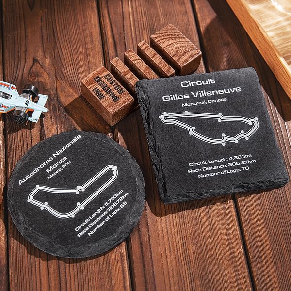 Personalised Racing Car Circuit Race Track Slate Coaster Set for Auto ...