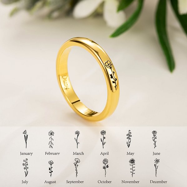 Personalisierte Geburt Blume Ring mit Namen eingraviert Minimalist Ring ...