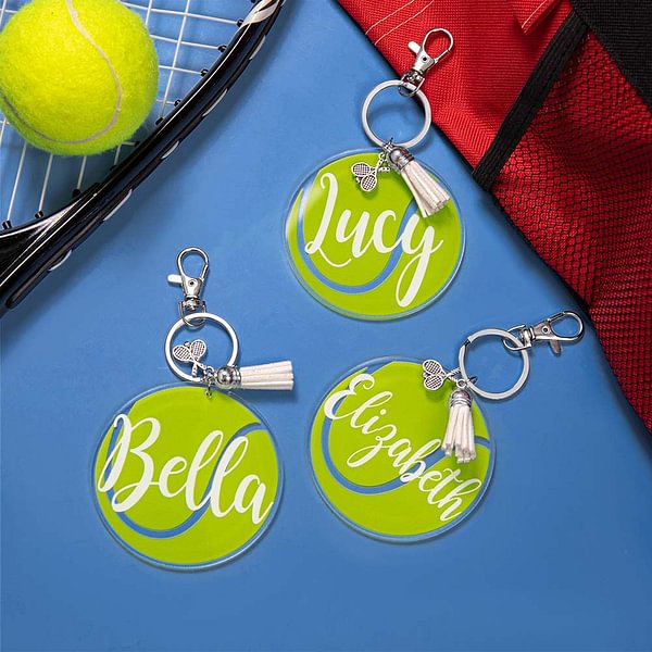 Personalized Set of 2 Tennis Bag Tag Keychains Tennis Gift for Tennis ...