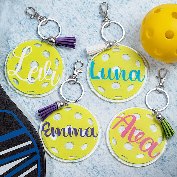 Personalized Multicolor Pickleball Acrylic Keychain Bag Tag Pickleball ...