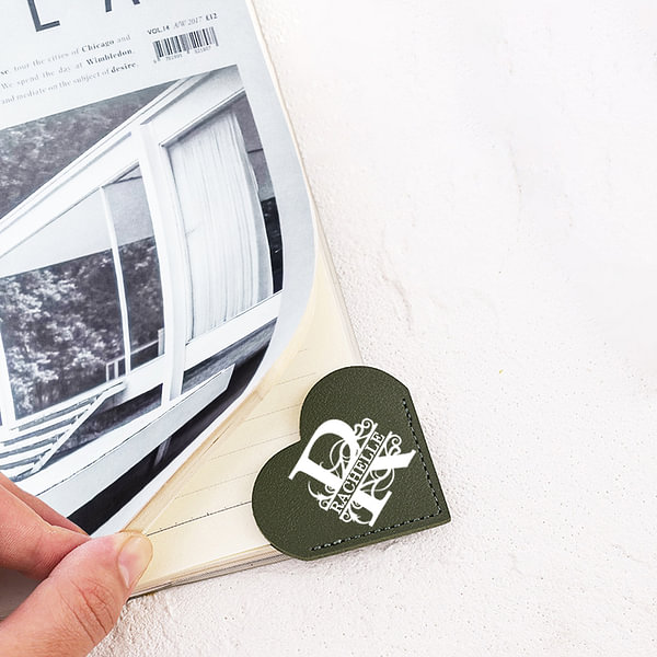 Personalized Leather Heart Bookmark Page Corner Book Marker with ...