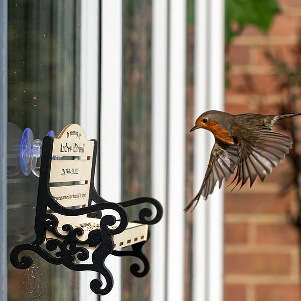 Personalized Memorial Bench Bird Feeder with Suction Cups Yard Porch ...