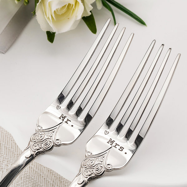 Personalized Vintage Wedding Forks with Laser Engraving Mr. Mrs. and ...