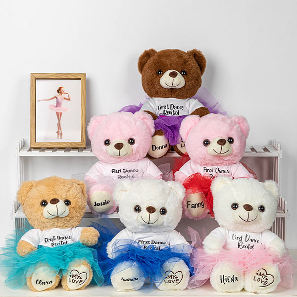 Personalised Cute Plush Dance Bear with Tutu and Text Recital Children ...