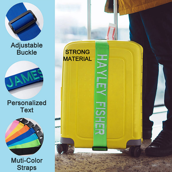 Personalized Adjustable Embroidery Name Luggage Strap for 20in - 28in ...