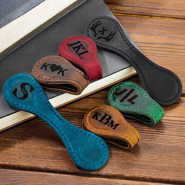 Personalized Magnetic Leather Bookmark Clip with Initial Monogram ...