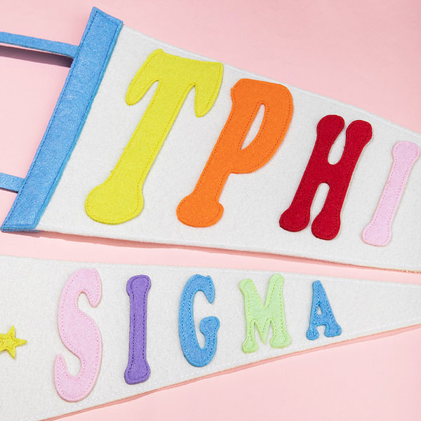 Personalized Sorority Rainbow Pennant Flag Colorful Felt Wall Banner ...