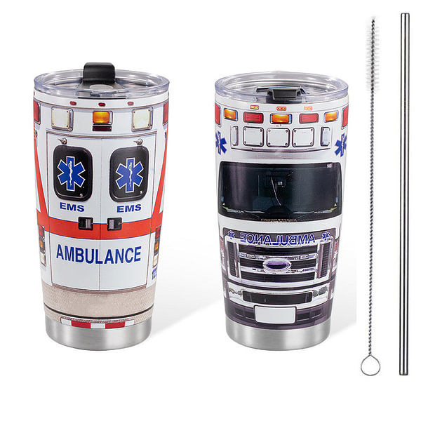 Personalized Ambulance 20oz Tumbler with Lid and Straw Appreciation EMS ...