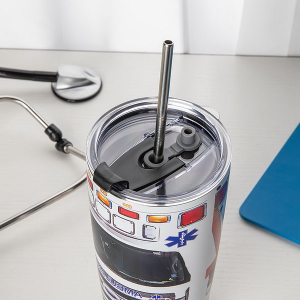 Personalized Ambulance 20oz Tumbler with Lid and Straw Appreciation EMS ...
