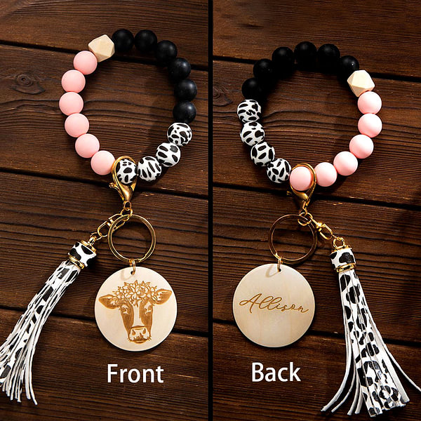 Highland Cow Keychain Beaded Bracelet for Women - CALLIE