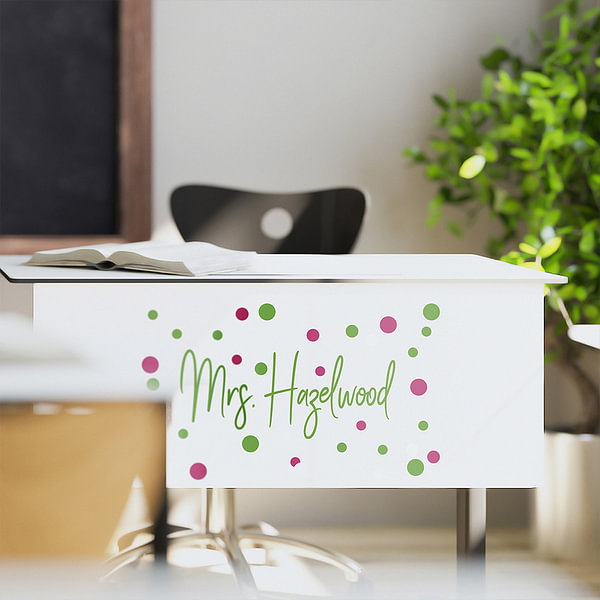 Personalized Colorful Teacher Desk Decal Stickers with Polka Dots for ...