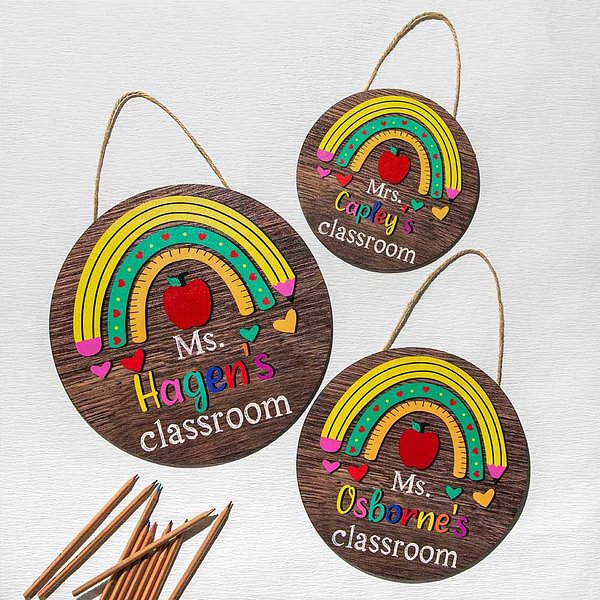Personalized Rainbow Door Sign with Name Classroom Decoration Teacher ...