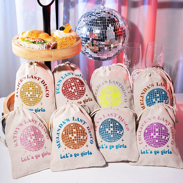Personalized Glitter Disco Ball Favors Tote Bag Last Disco Party ...