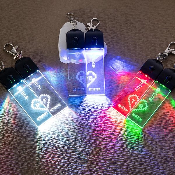 Personalized Pair of LED Gamer Couple Keychain Romantic Keyring Set ...
