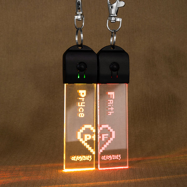 Personalized Pair of LED Gamer Couple Keychain Romantic Keyring Set ...