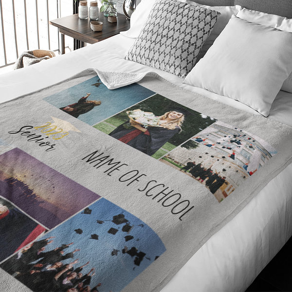 Personalised 8 Photos Graduation Blanket with School Name Graduation ...