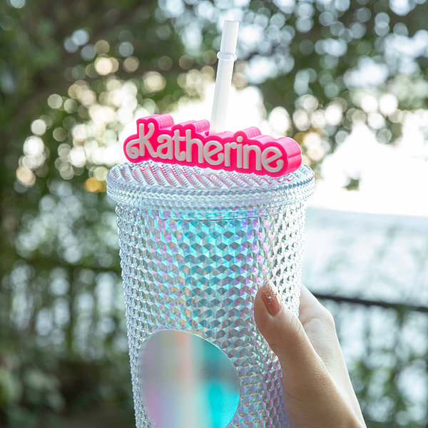 Personalized 3D Printed Name Straw Topper Pink Style Straw Decoration ...