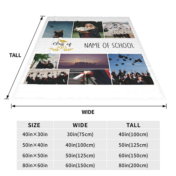 Personalised 8 Photos Graduation Blanket with School Name Graduation ...
