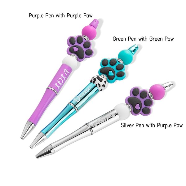 Personalized Paw Print Beaded Ballpoint Pen with Name Birthday ...