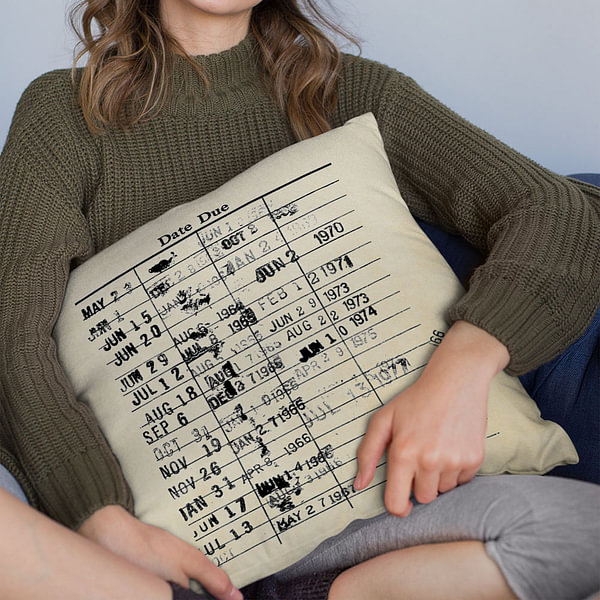 Personalized Retro Library Date Due Card Cushion Throw Pillow Cover ...