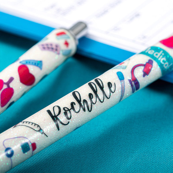 Personalized Glitter Medical Element Ballpoint Pen Retractable Black ...