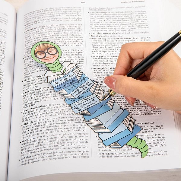 Personalized Cute Bookworm Bookmark Set of 5 Reading Accessory with ...