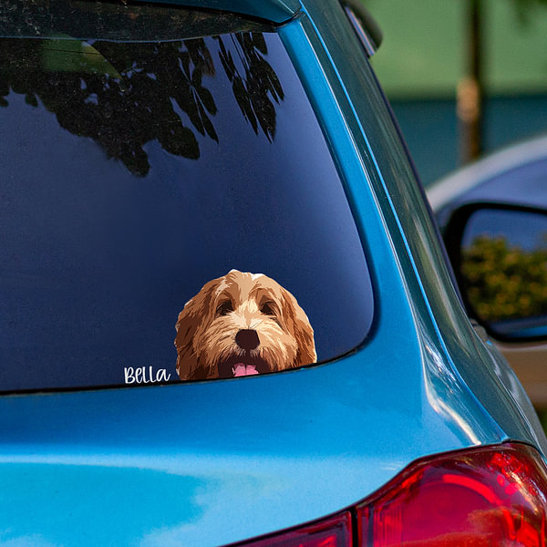 Personalized Peering Pet Portrait Photo Car Decal Sticker Funny Cute ...